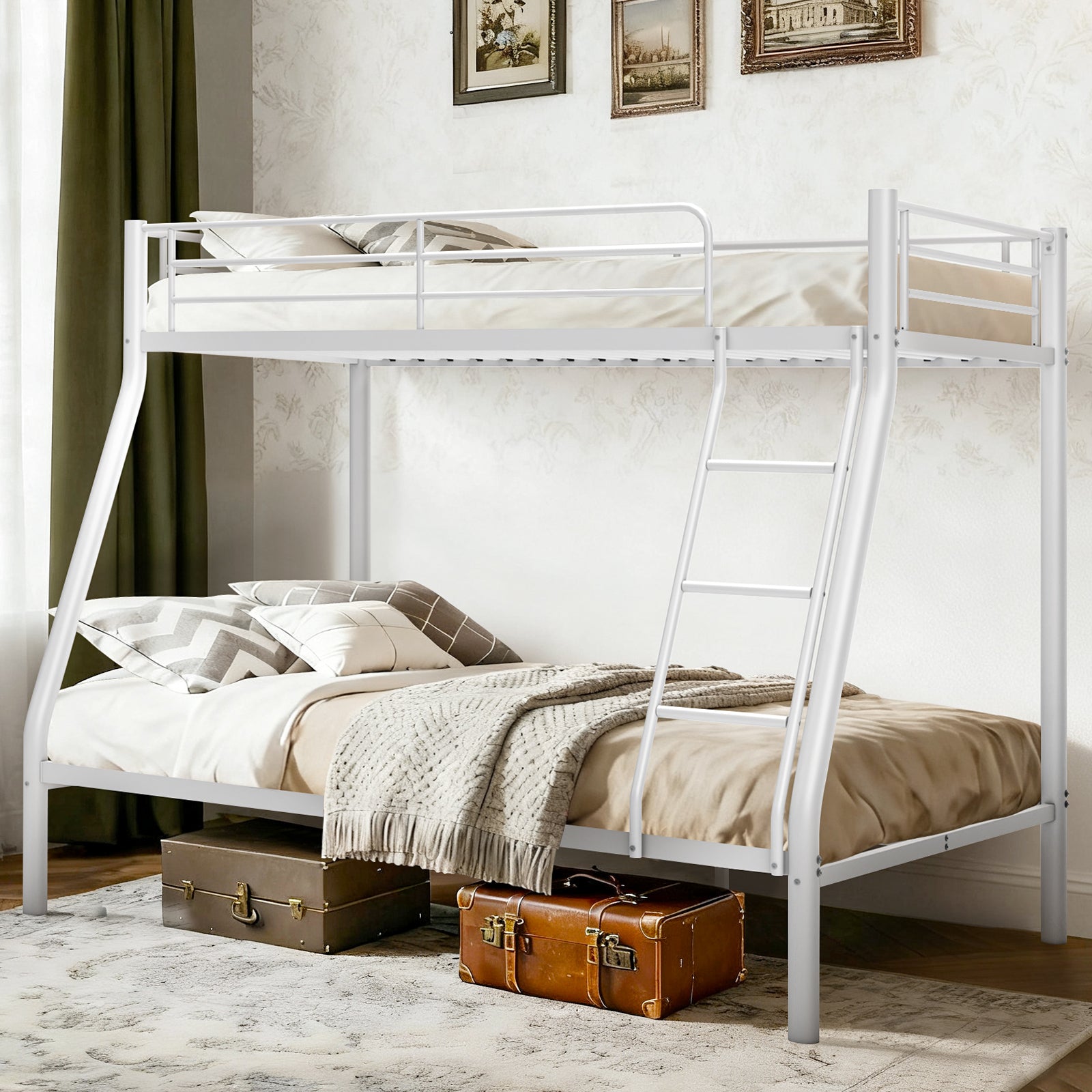 Capri Twin over Full Size Metal Bunk Bed for Teens Adult with 12" Unde ...